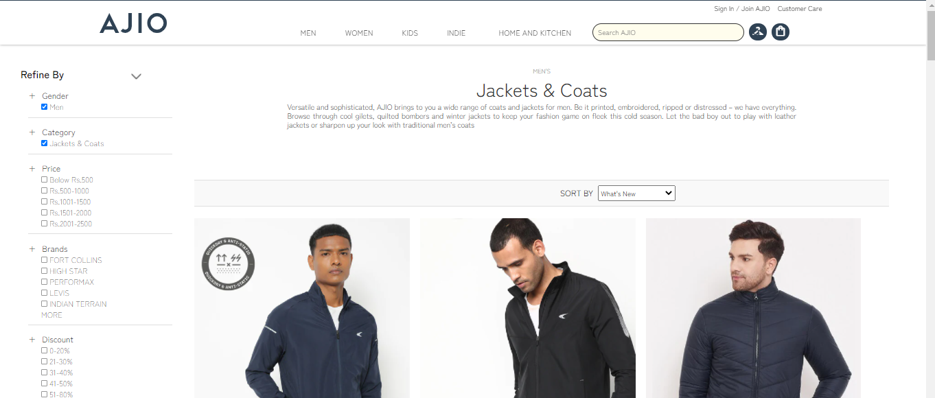 AJIO | This is a website cloning project of ajio.com. We have made this ...